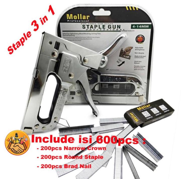 MOLLAR - STAPLE GUN 3in1 3 in 1 Stapler Staples Tembak Hekter Heckter ...