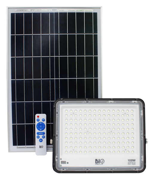 Bio ไฟโซล่าและแผงโซล่า ไฟสปอตไลท์ โซล่าเซลล์เก็บพลังงาน ขนาด 100W รุ่น ...