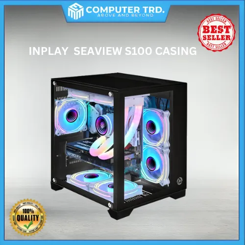 Inplay Seaview S100 micro ATX Gaming PC Case with Tempered Glass ...