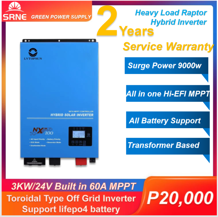 3000W 24V INVERTER TOROIDAL BUILT IN 60A MPPT HYBRID OFFGRID 3KW/24V LVTOPSUN | Lazada PH
