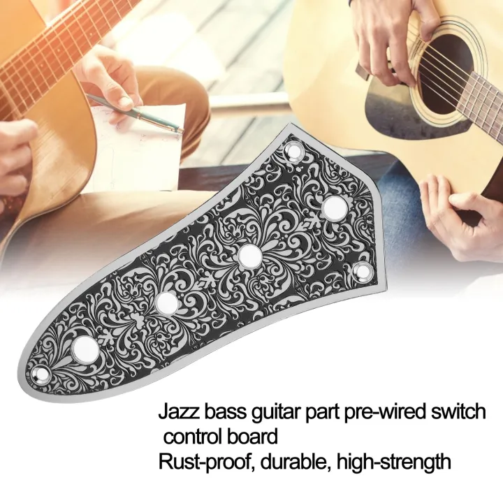 Jazz 4-Hole Plates Bass Control Plate Carved Black Pattern for ...