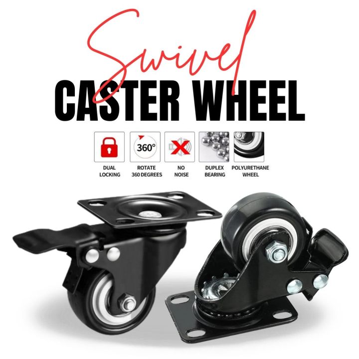 Universal Swivel Caster Wheel | 1.5" & 2" with Durable Rubber Base ...