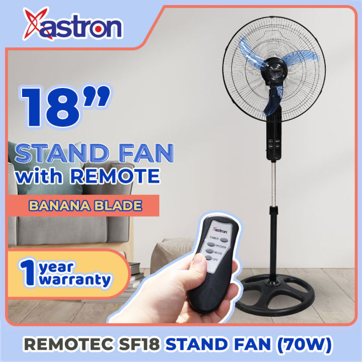 Astron Remotec SF18 18" Stand Fan with Remote and Timer | Transparent ...