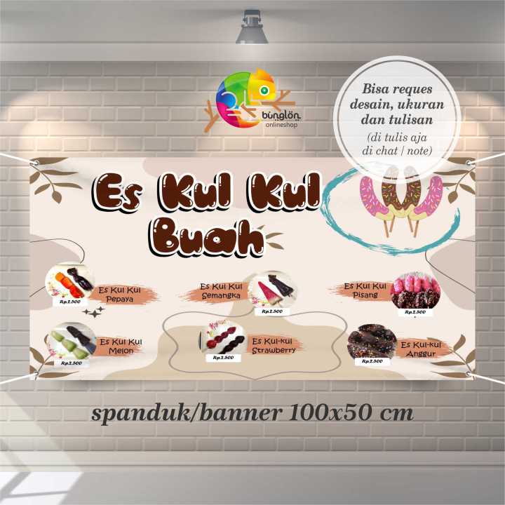 Size 100x50 Cm Spanduk Banner Es Kul-Kul Buah Bisa Custom | Lazada ...