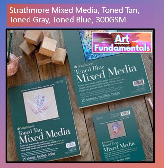 Strathmore Mixed Media, Toned Tan, Toned Gray, Toned Blue, 300GSM ...