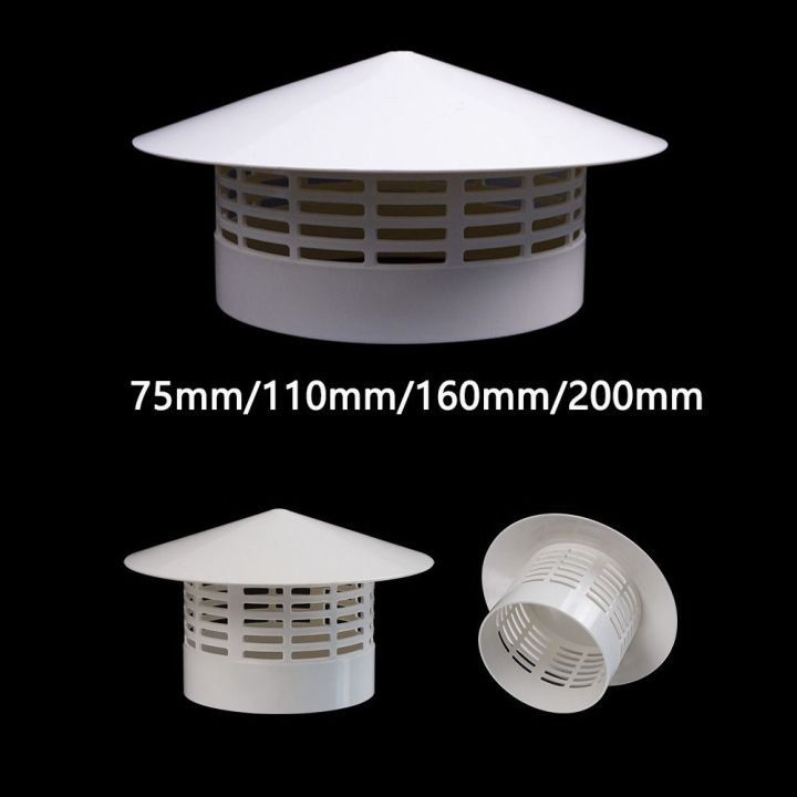 FEBBILY 75-200mm Ventilated Rain Cap Exterior Wall PVC Stove Pipe ...