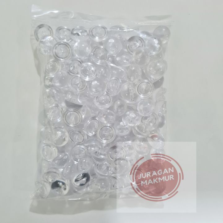 [144pcs] Kancing Jamur Kristal Putih Bening dan Hitam 13mm 1,3cm 20L ...