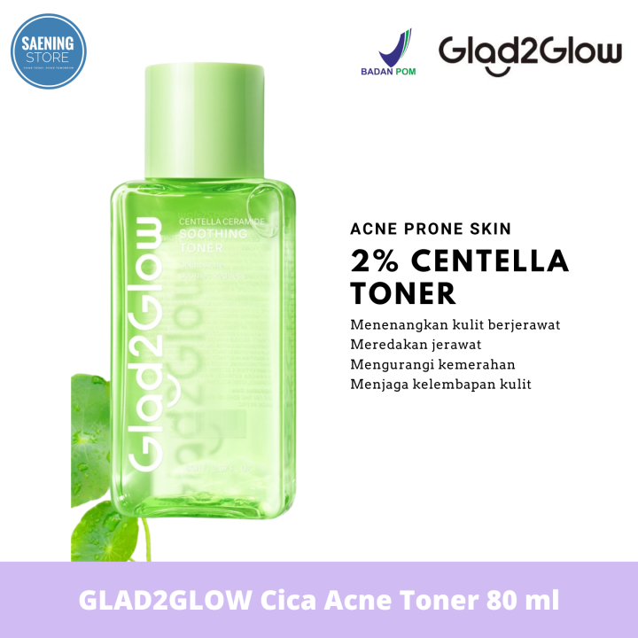 Glad2Glow 2% Centella Ceramide Super Soothing Acne Toner | Calms Acnes & Bumps Reduces Redness ...