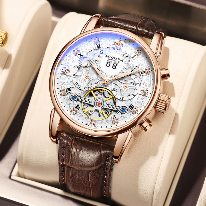 POEDAGAR multi-function mechanical watch for men original waterproof ...