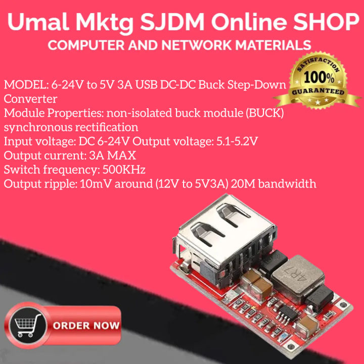 6-24V to 5V 3A USB DC-DC Buck Step-Down Converter | Lazada PH