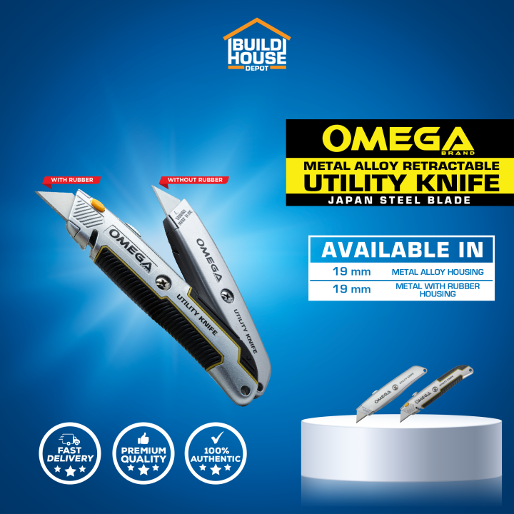 OMEGA Industrial Utility Knife Cutter with 5pcs Blade SK4 - Medium Duty ...