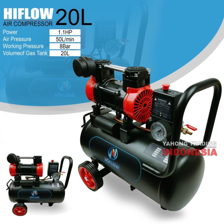 Kompresor Udara Angin Tanpa Oli 20L Air Compressor 1.1Hp 20L HIFLOW ...