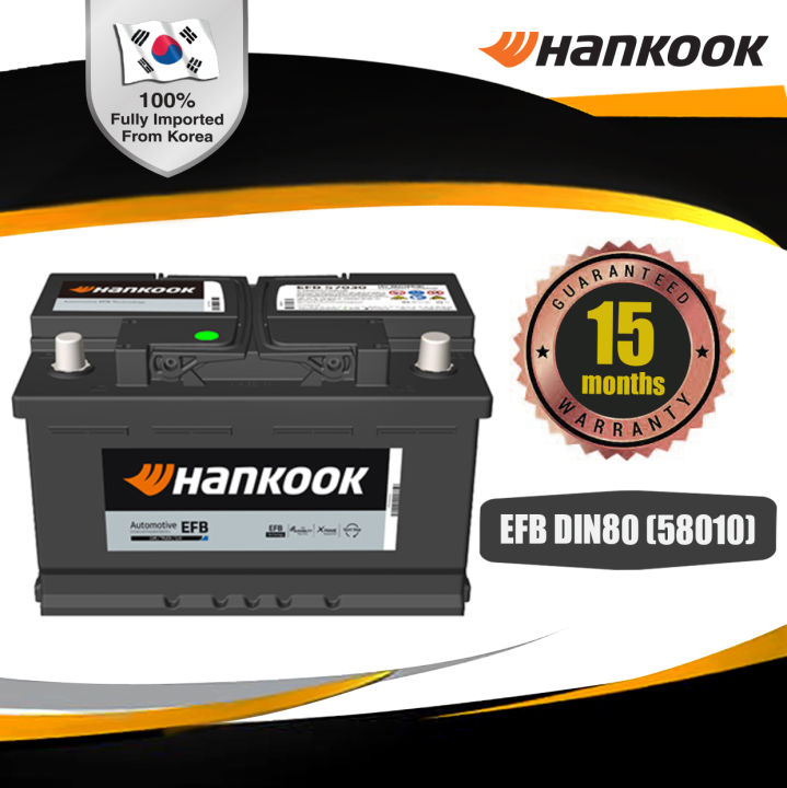 Hankook EFB DIN80 Start Stop Car Battery for BMW F30 X1, Land Rover ...