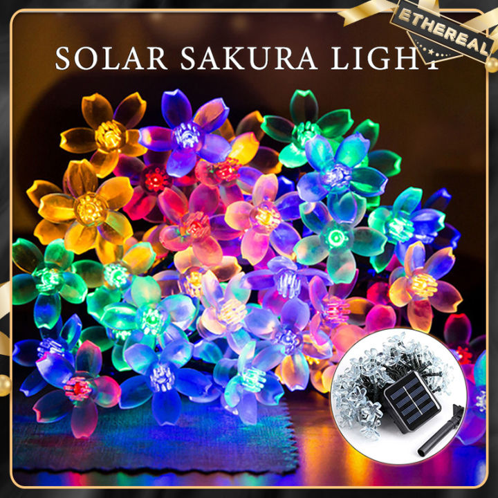 Solar LED String Light Sakura Flower Fairy Waterproof Lamp Outdoor ...