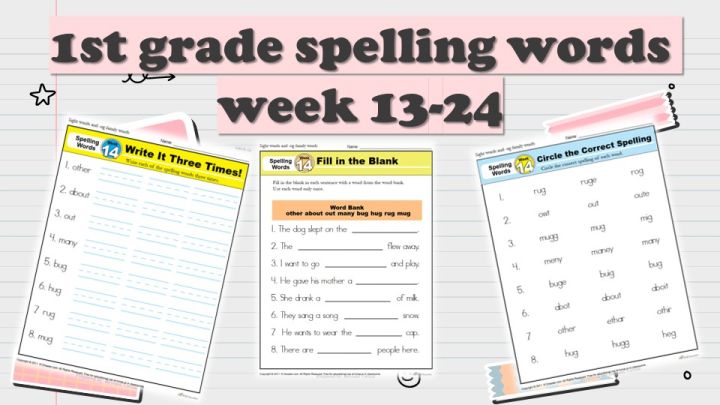[PRE244] 111 pages 1st grade spelling words week 13-24 Worksheet for ...