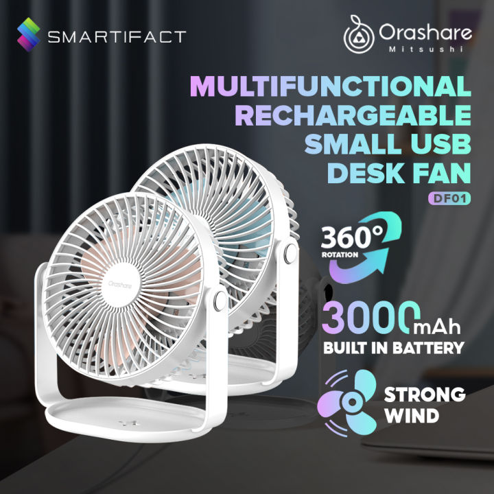 Orashare 3 Inches USB Desk Fan 360° Rotation Cooling 3 Speeds Fan Quiet ...