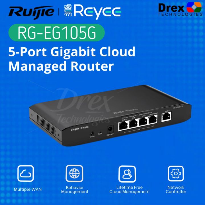 Ruijie RG-EG105G 5-Port Gigabit Cloud Managed Router | Lazada PH