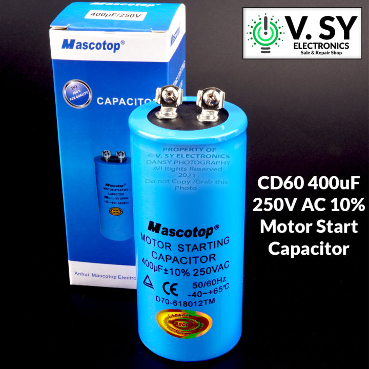 CD60 400uF 250V AC Motor Start Capacitor 400uF 10% 50/60Hz Starting 400 ...