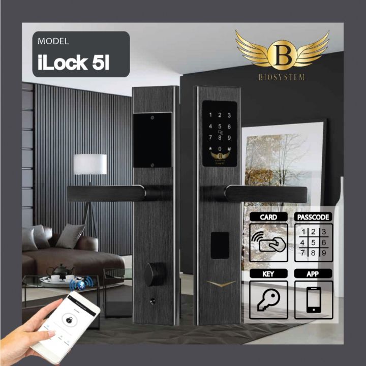 Biosystem iLock 5C Intelligent Digital Smart Door Lock Password / Card / Emergency Key / Mobile ...