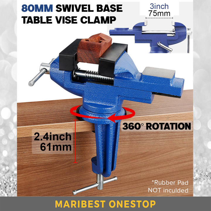 80mm 360° Rotation Heavy Duty Swivel Base Table Vise Clamp Portable ...