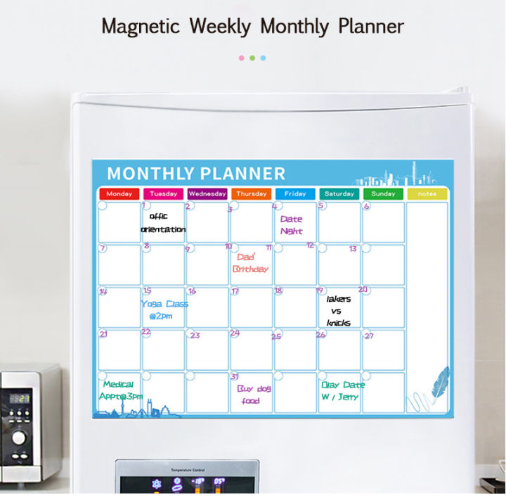 A3 Size Magnetic Weekly Monthly Calendar For Fridge Dry Erase ...