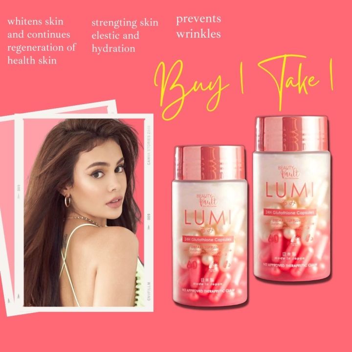 LUMI 24H GLUTATHIONE CAPSULES BY BEAUTY VAULT (60 CAPSULES) GLUTATHIONE ...