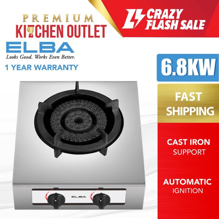 Elba 68kw Semi Commercial Gas Stove Single Burner Table Gas Stove Cast Iron Burner Egs K6081ss