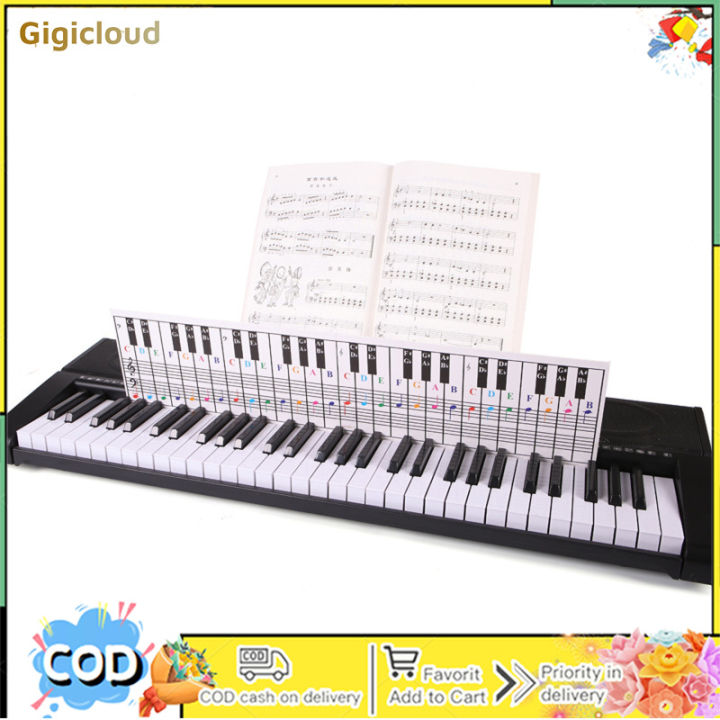 61-key 88-key Piano Keyboard Note Chart Piano Keys Practice Sheet ...