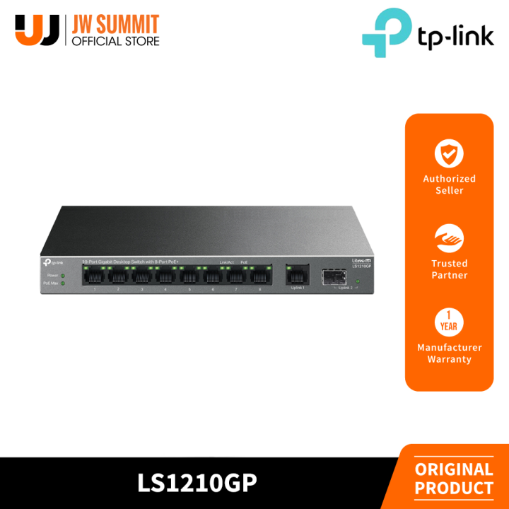 TP-Link LS1210GP 10-Port Gigabit Desktop Switch with 8-Port PoE+ ...