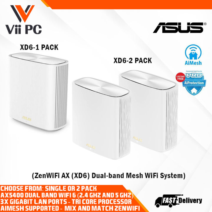 ASUS ZenWiFi XD6 AX5400 Dual-Band WiFi 6 Mesh WiFi System (2 pack) or ...