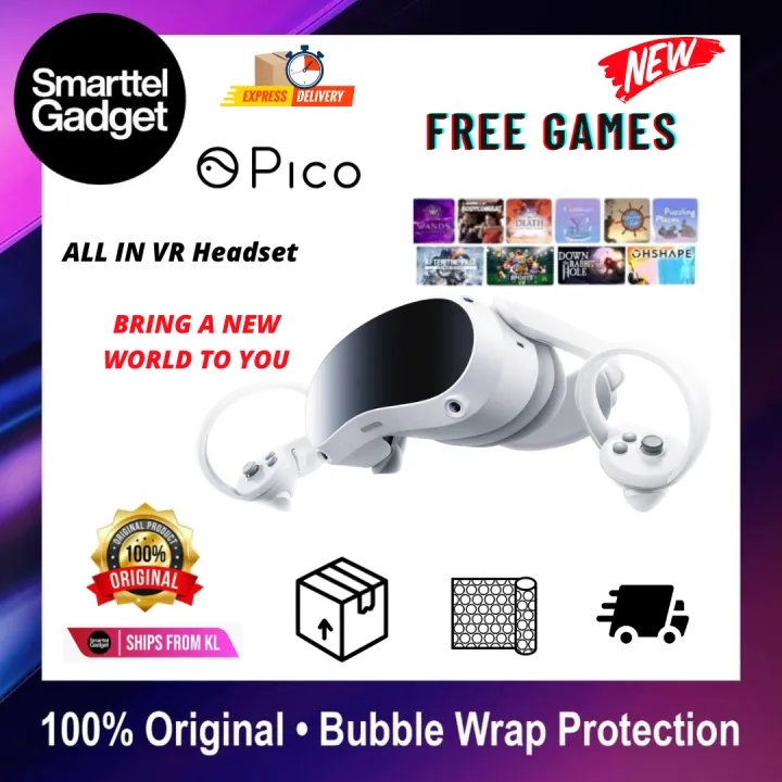 PICO 4 All-in-One VR Headset (8GB+128GB/8GB+256GB) Qualcomm XR2 l Wi-Fi 6 l 6DoF Positioning ...