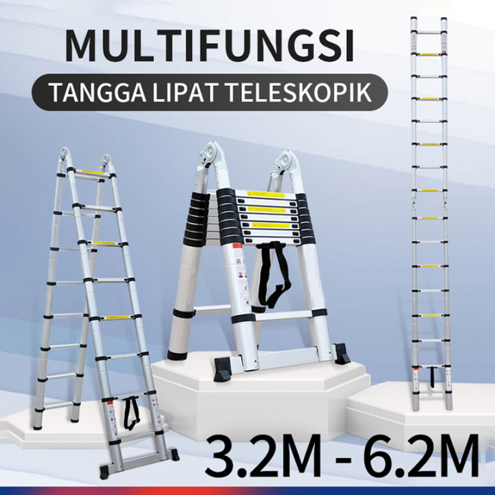 Reaim Tangga Lipat Teleskopik 2.7m/3.9m/4.3m/5.1m Telescopic Ladder Multifungsi teleskopik ...