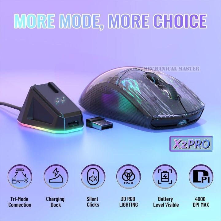 Attack Shark X5 / X2 Pro Wireless Gaming Mouse Silent Transparent ...