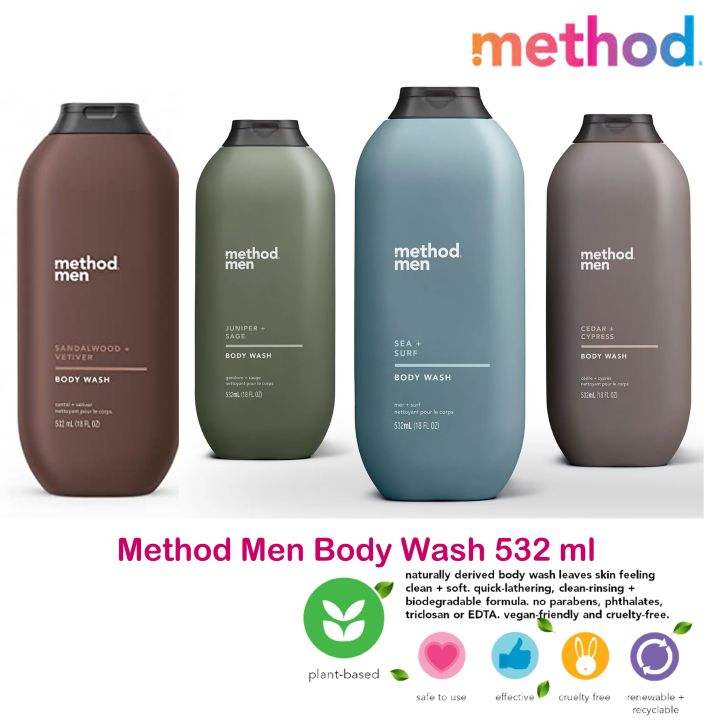 METHOD MEN Body Wash - 532ml Naturally derived Free of parabens ...