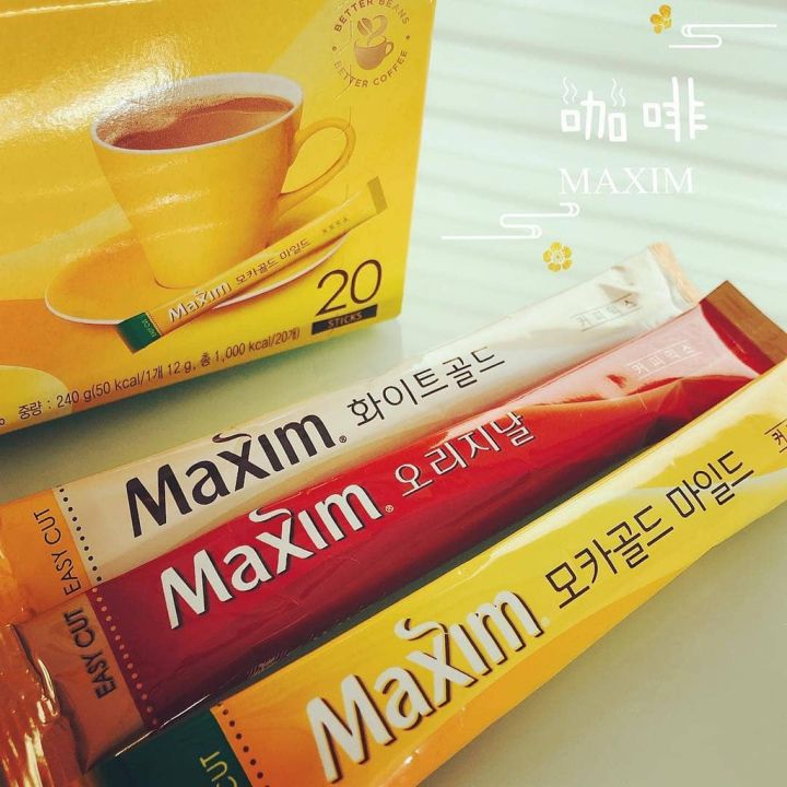 Korea Maxim Instant Coffee Mix (3 in 1) Repack 15 Sachets with 3 Flavor ...