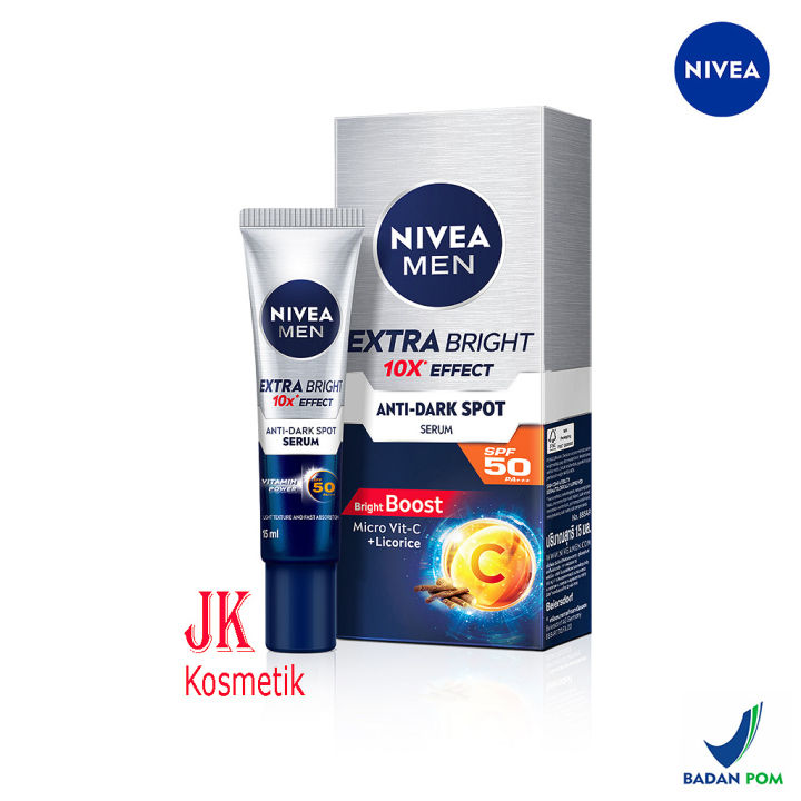 NIVEA MEN Extra Bright Anti Dark Spot SERUM SPF 50 - Sunscreen Pelembab ...