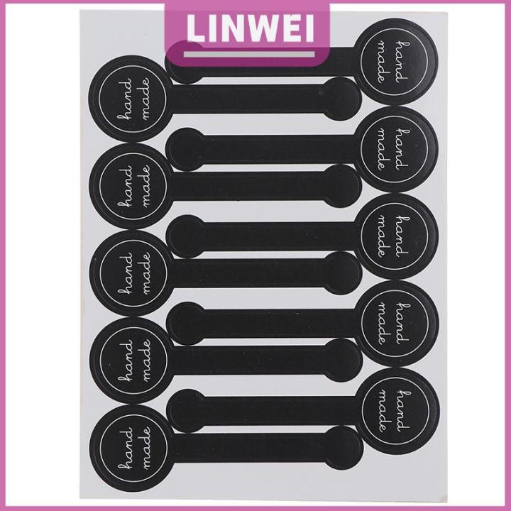 LINWEI 50Pcs Hand Made Black Sealing Sticker Packaging Sticker Label ...