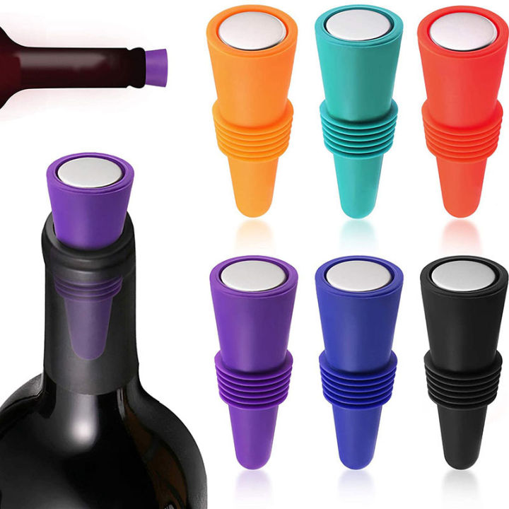 Premium Silicone Wine and Beverage Bottle Cap Set Leak Proof Champagne ...