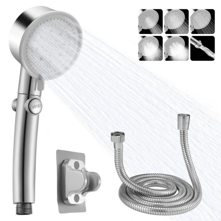 Black Turbo Shower Head High Pressure with 1.5M Stainless Steel Hose ...