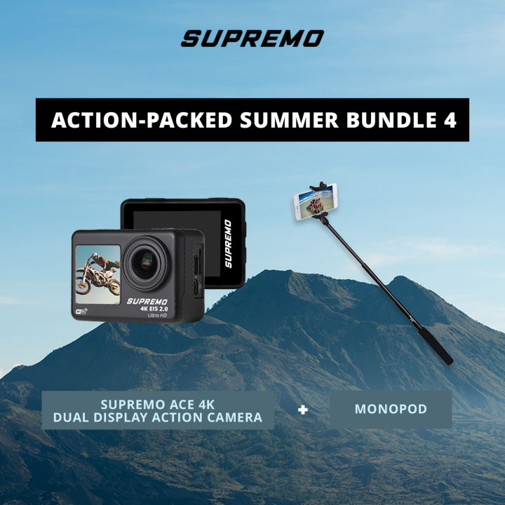 Supremo Ace 4K Dual Display Waterproof + Monopod Bundle 4 | Lazada PH