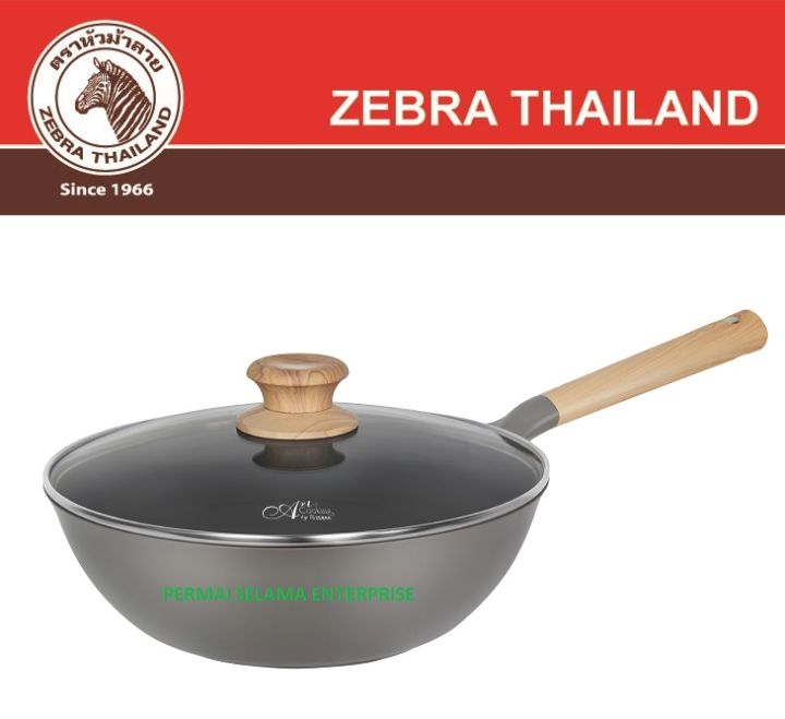泰国斑马牌 Zebra Thailand 30cm Natural Non Stick Wok Pan With Glass Lid ...