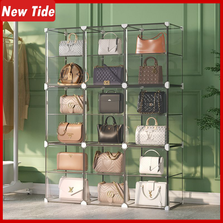 NewTide Transparent Storage Cabinet Lady Bag Organizer Box Clothes ...