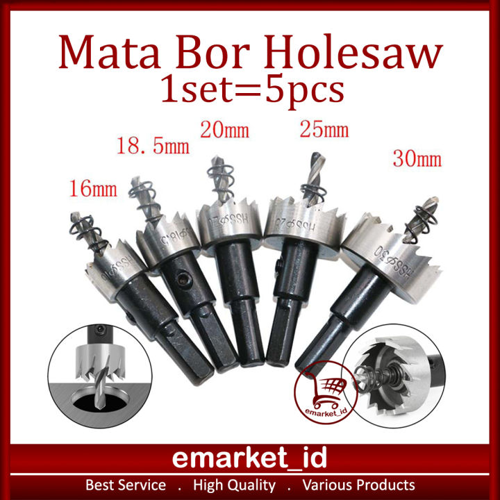 Mata Bor Hole Saw 5 in 1 / Holesaw Set Mata Bor Pelubang Kayu Pembolong ...