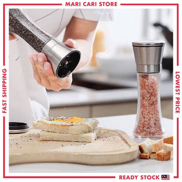 Pepper Grinder 304 Stainless Steel Salt Grinder Spice Bottles Glass ...