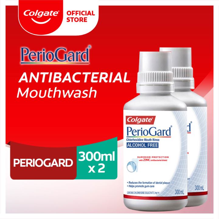 Colgate PerioGard Chlorhexidine Mouthwash, No-Alcohol, 300ml Value Twin ...
