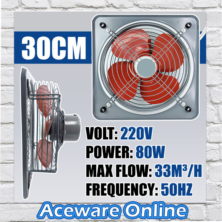 12 INCH / 30CM 80W Wall Type Industrial Heavy Duty Bedroom Living Room ...