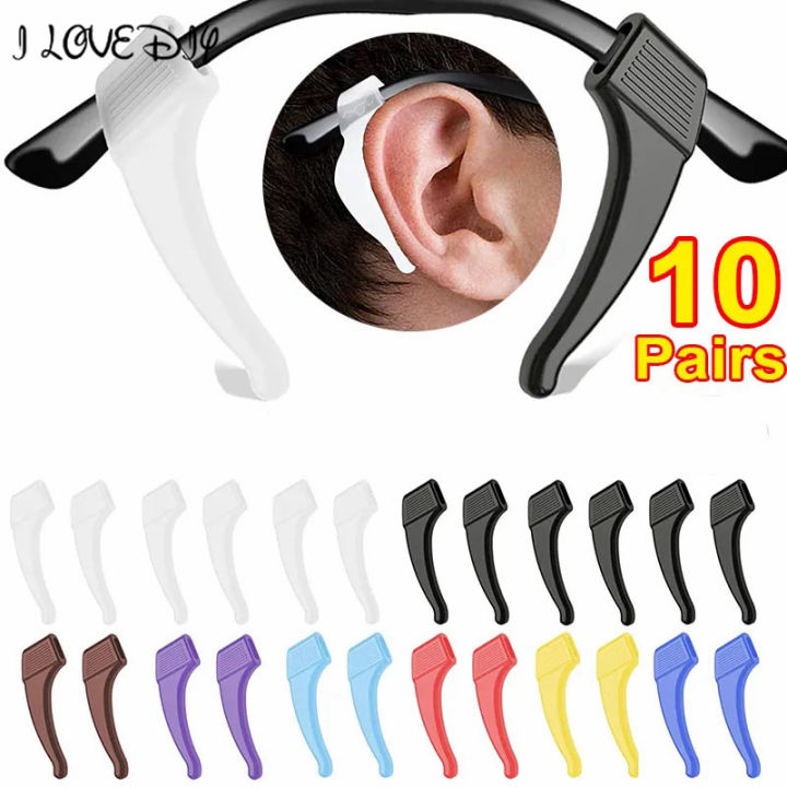 10Pairs Anti-slip Ear Hook Glasses Leg Silicone Ear Sleeve Bracket ...