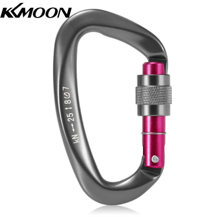 KKmoon 25KN Screw Locking Gate Carabiner Heavy Duty D-shape Buckle Pack ...