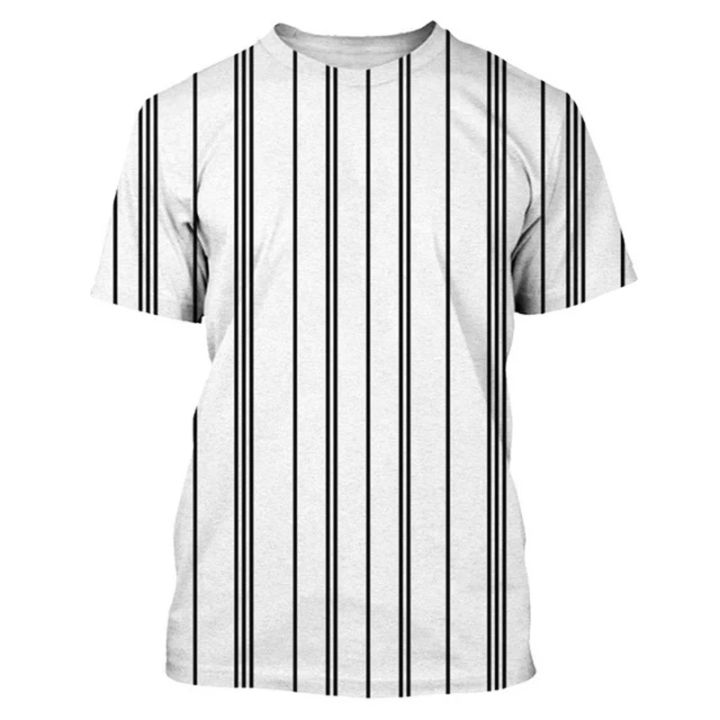 Simple Vertical Stripes 3D Printed T-Shirts For Men Summer Casual Loose ...