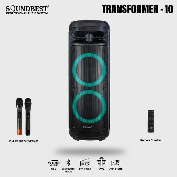 SPEAKER PORTABLE SOUNDBEST TRANSFORMER 10 (DOUBLE WOOFER) | Lazada ...